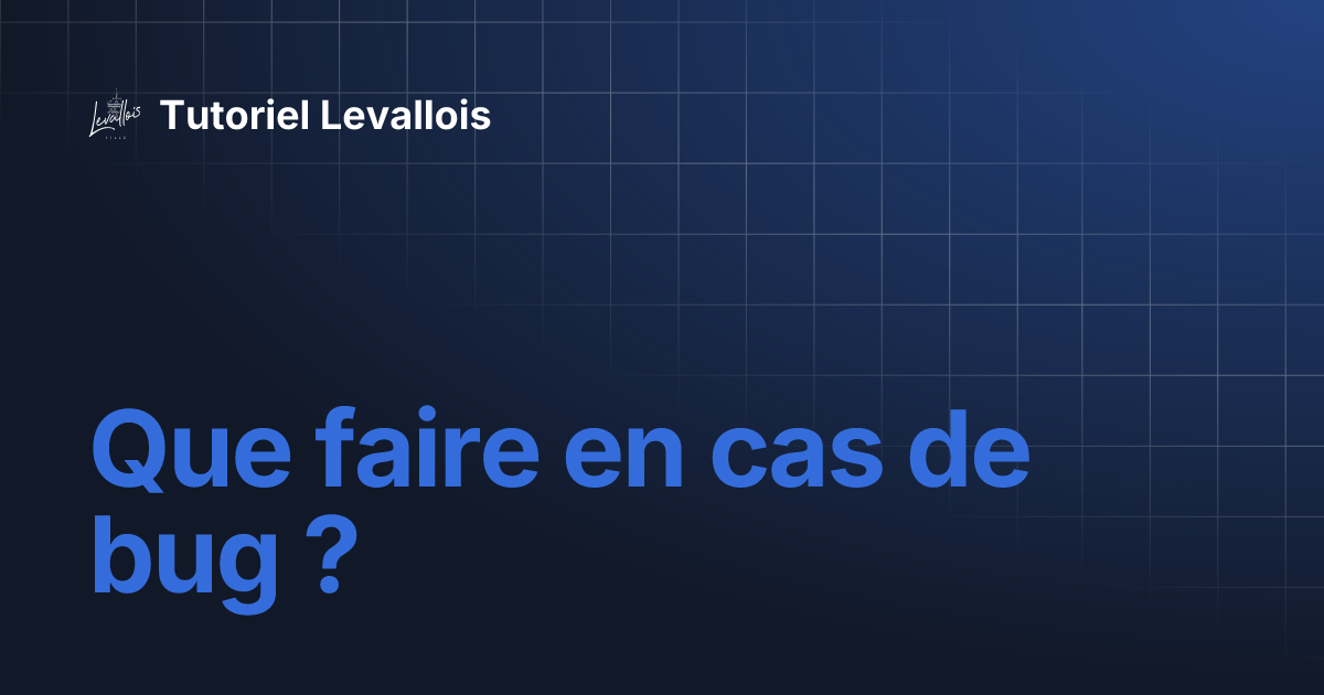 Que faire en cas de bug ? | Tutoriel Levallois